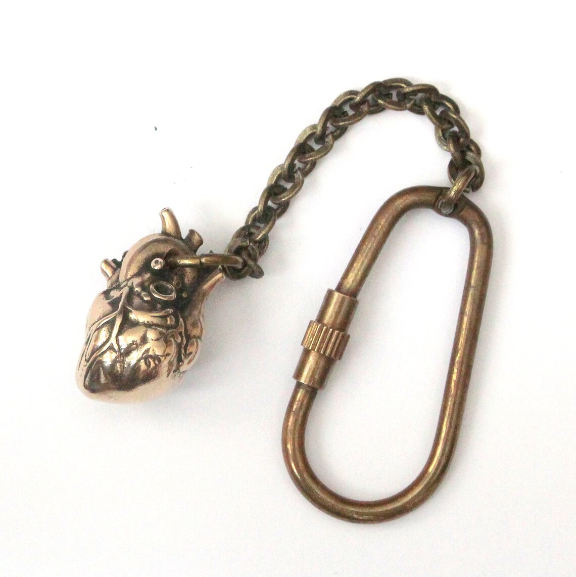 Anatomical Heart Charm Key Chain Solid Hand Cast Jewelers | Etsy