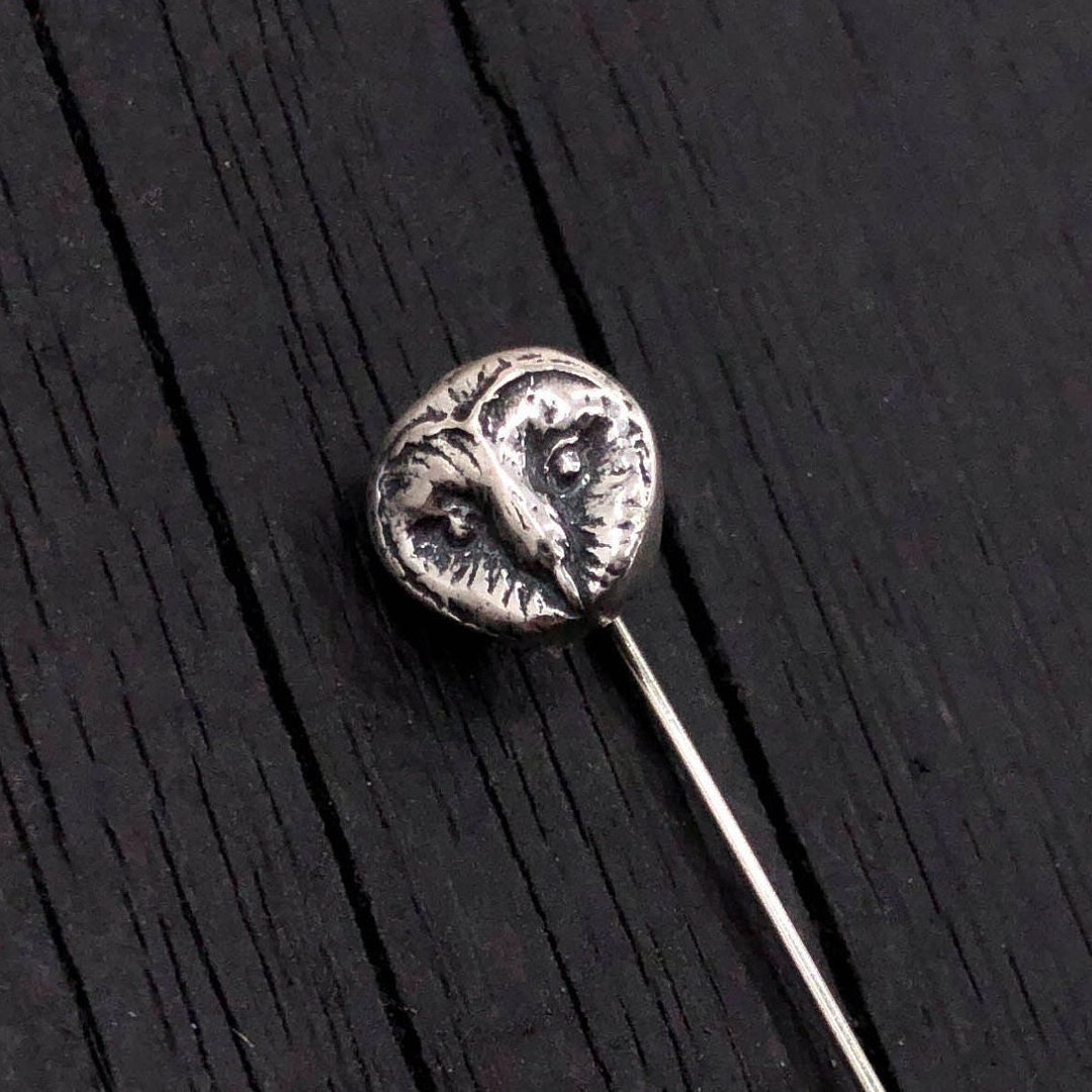 Sterling Silver Barn Owl Ascot Stickpin Stick Pin Etsy