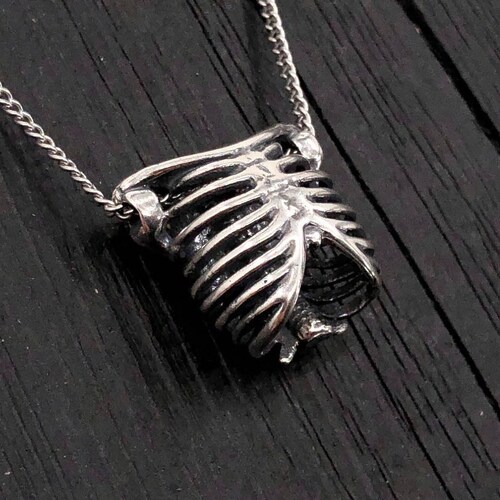 Anatomical Rib Cage Gothic Necklace Sterling Silver Macabre - Etsy