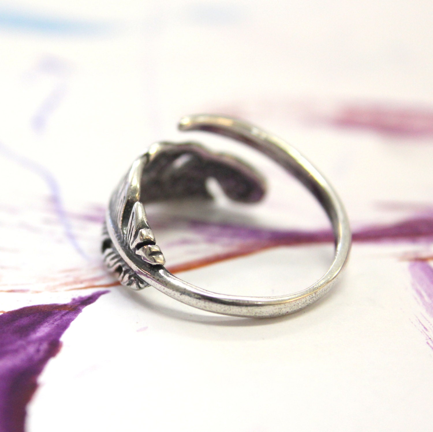 Long Quilled Feather Wrap Ring Solid Hand Cast 925 Sterling | Etsy