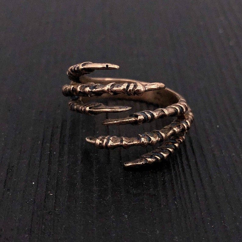 Double Raven Claw Ring: Bronze Bird Talons Wrap Finger - Etsy