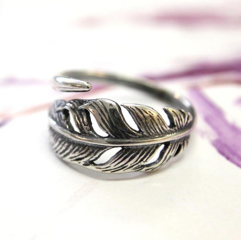 Long Quilled Feather Wrap Ring - Solid Hand Cast 925 Sterling Silver - Etsy