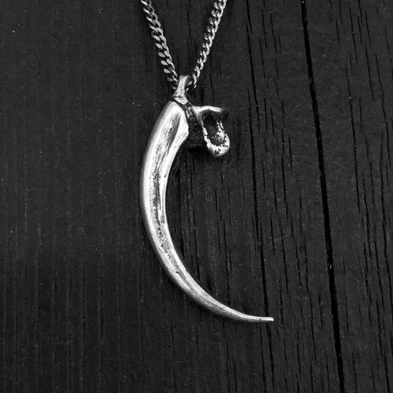 Eagle Talon Claw Pendant Necklace Solid Silver Plated White - Etsy