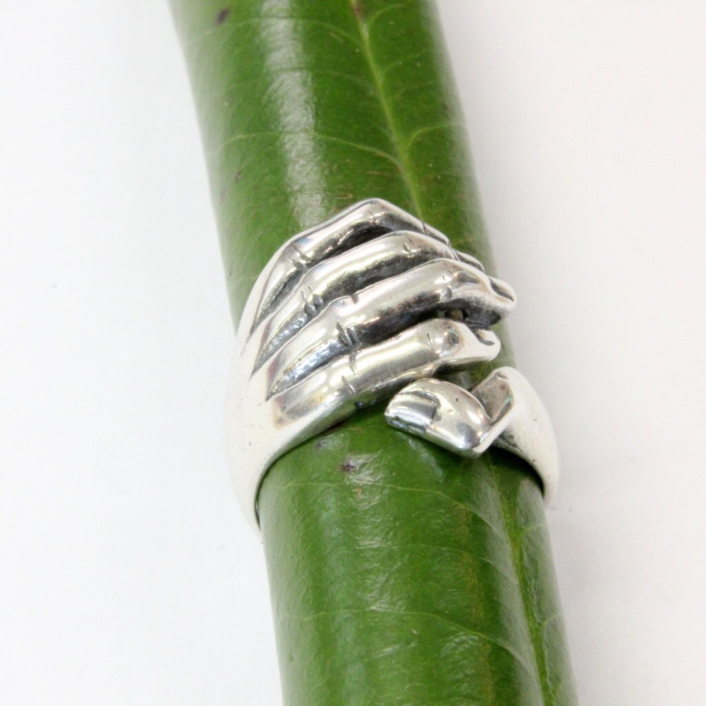 Silver Gripping Hand Finger Ring | Etsy