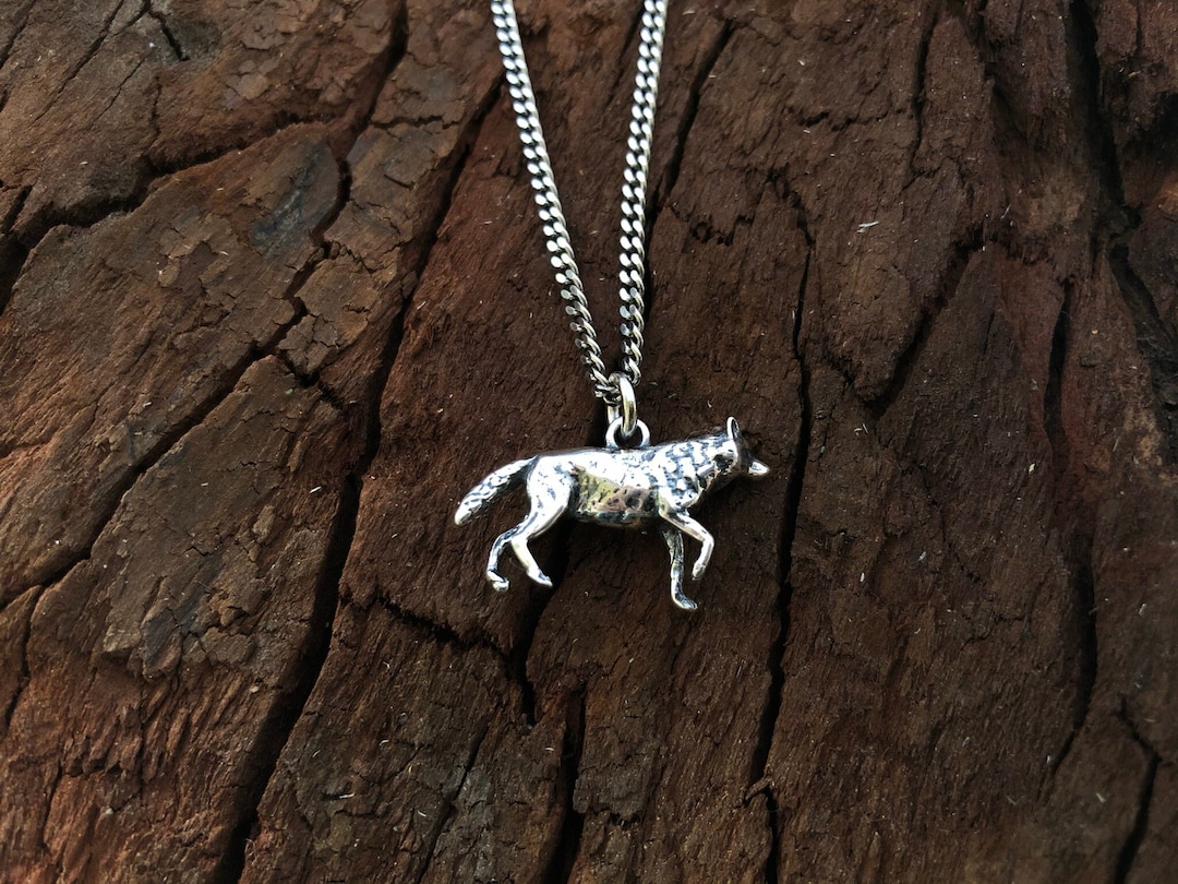 Sterling Silver 3D Grey Wolf Charm Pendant Necklace - Solid Hand Cast ...