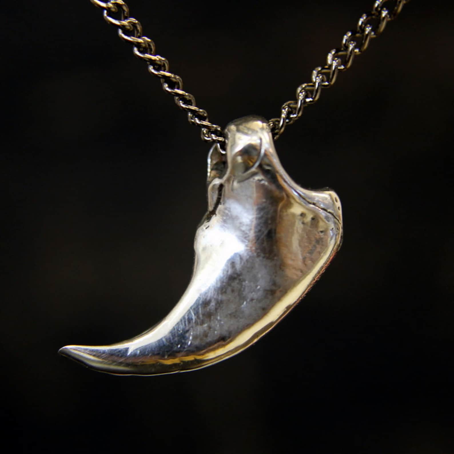 Sterling Silver Bear Claw Pendant Necklace Solid Hand Cast - Etsy