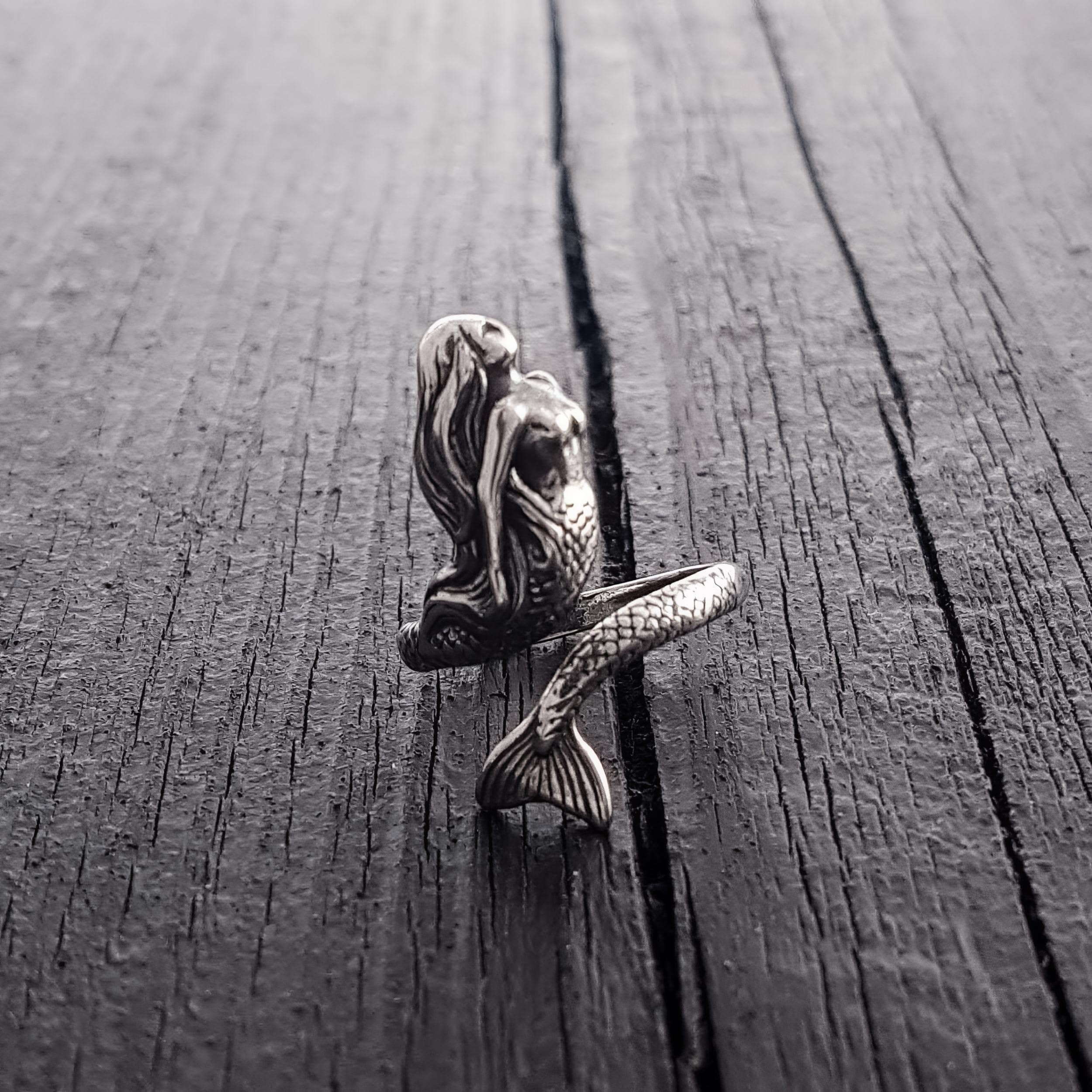 Mermaid Wrap Ring , Solid Hand Cast Sterling Silver - Etsy