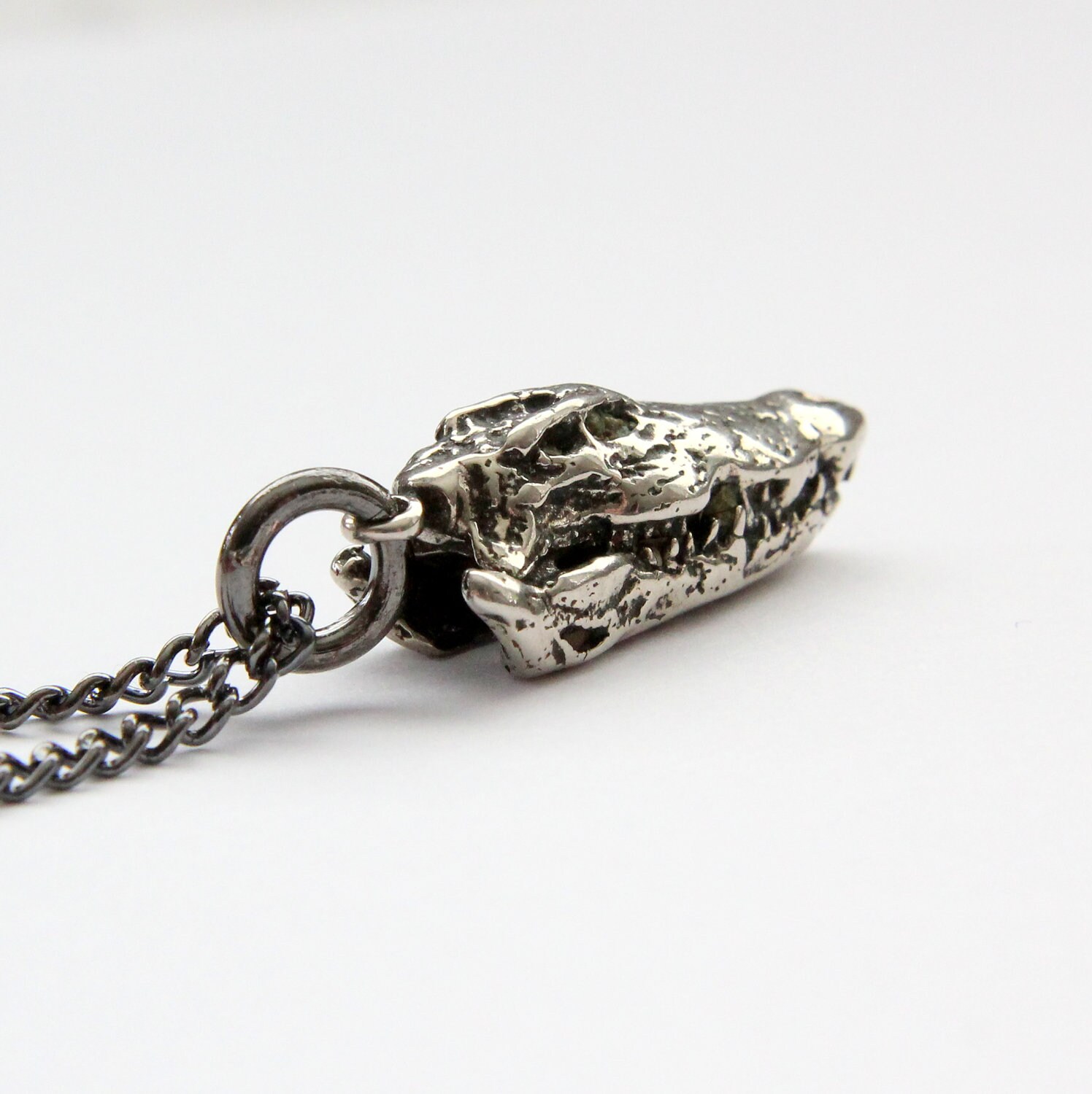 Crocodile Skull Charm Pendant Necklace Solid Hand Cast | Etsy