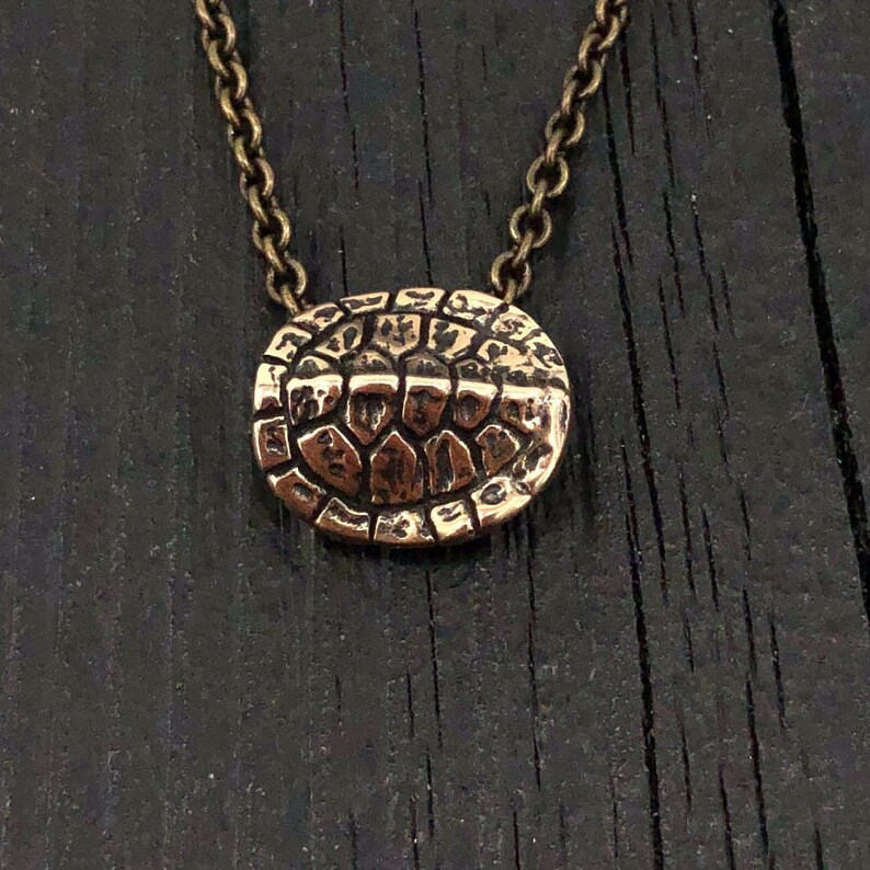 Small Turtle Shell Necklace Solid Hand Cast Bronze - Etsy