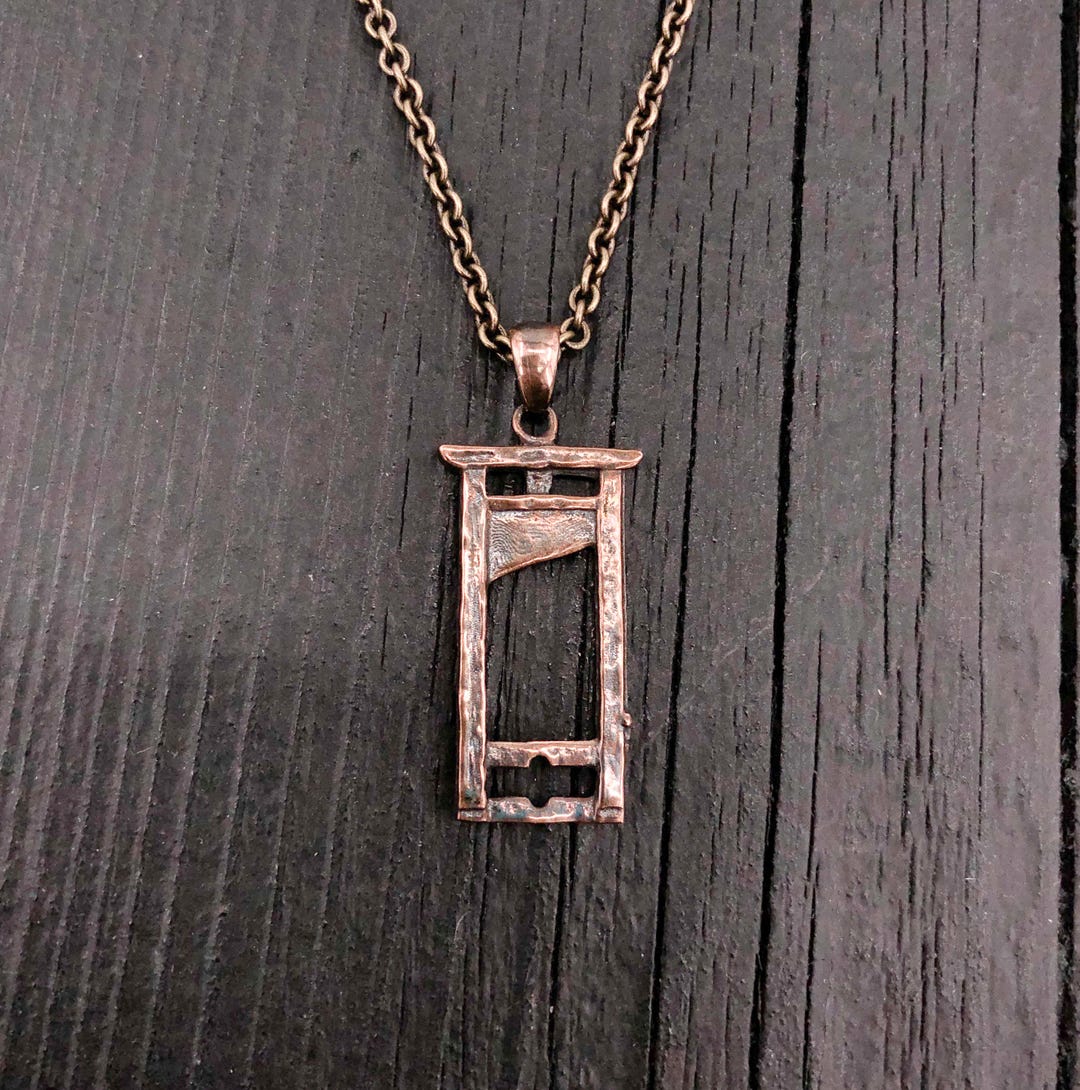 Small Guillotine Charm Pendant Necklace - Solid Hand Cast Bronze - Etsy