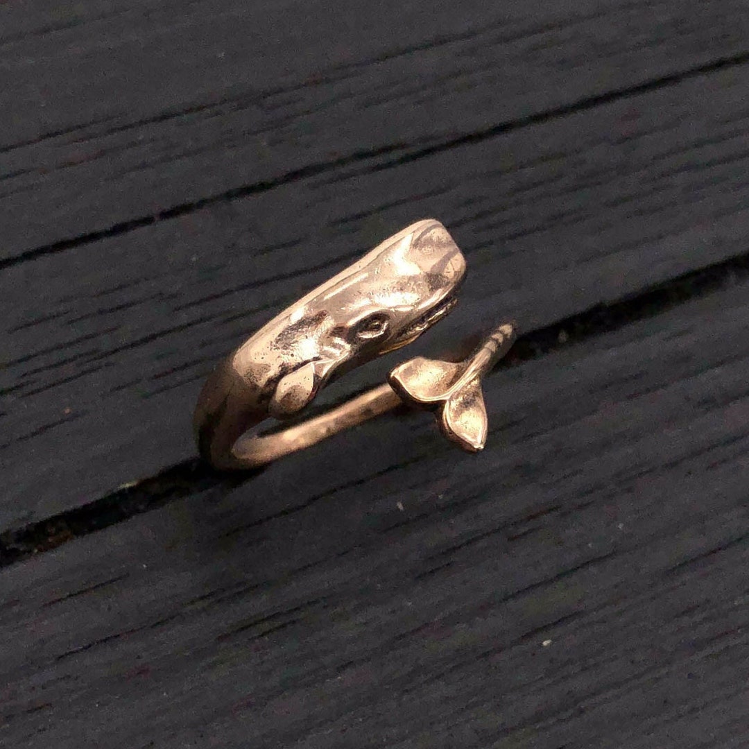 Whale Wrap Ring in Solid Bronze Sperm Whale Ring - Etsy
