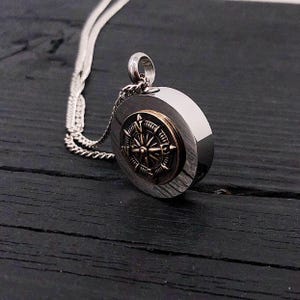 Bronze Compass Rose Urn Necklace: Stainless Steel Memorial Ash Pendant ...