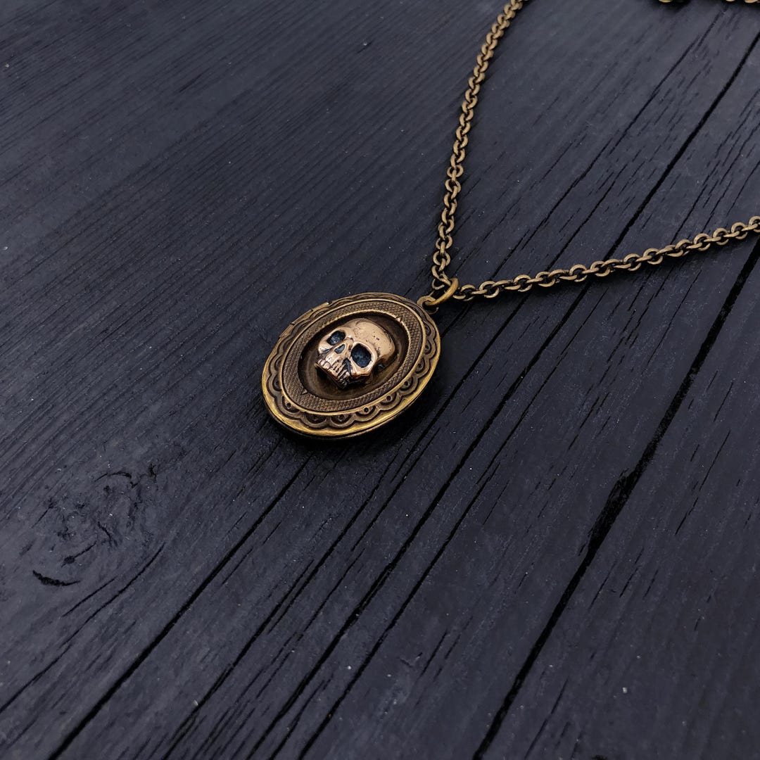 Vintage Brass Skull Locket – Gothic Keepsake - Etsy