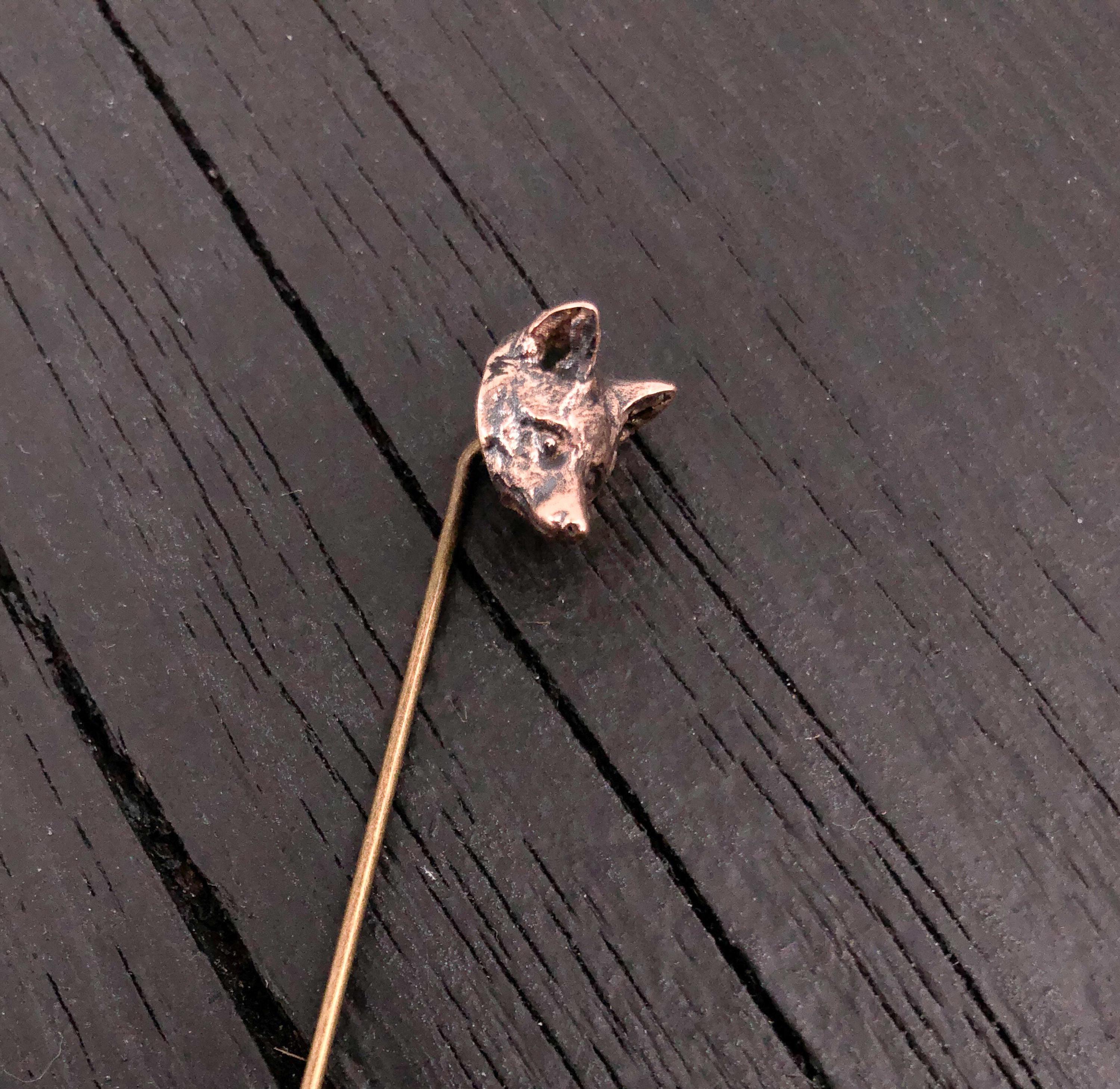 English Fox Ascot Lapel Stick Pin in Solid Bronze - Etsy