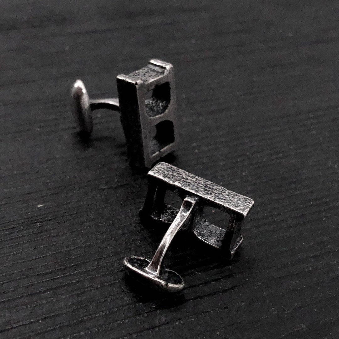 Silver Cinder Block Cufflinks Unisex Suit Accessory Gift One Piece ...