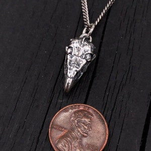 Vulture Skull Charm Pendant Necklace - Solid Hand Cast Sterling Silver ...