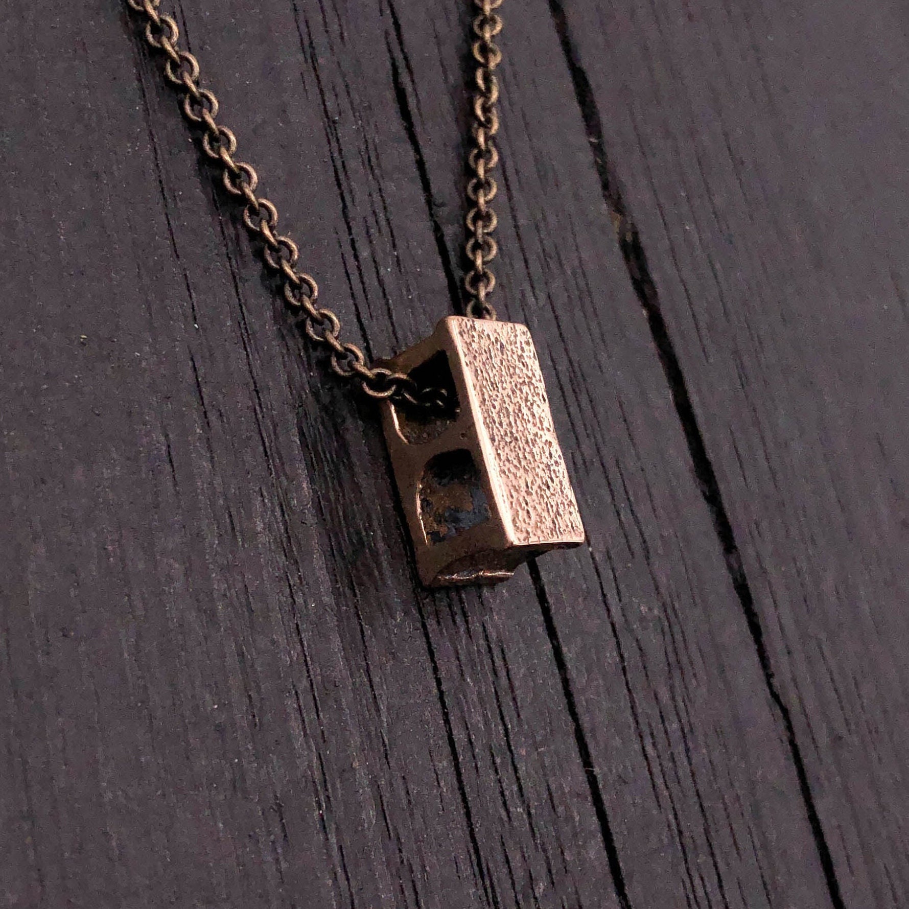 Cinder Block Necklace Golden Bronze Cinder Block Pendant - Etsy Sweden