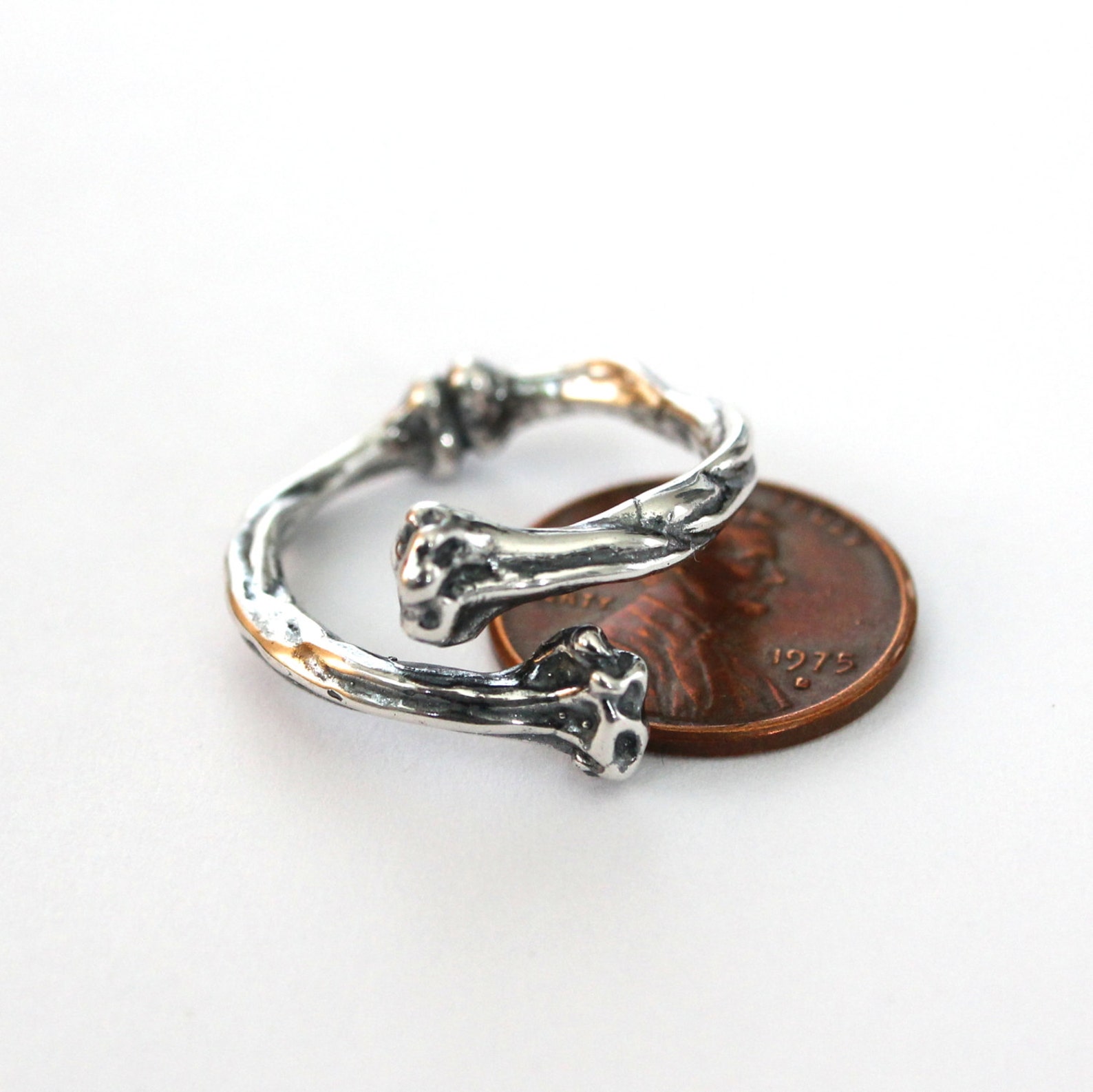 Silver Bone Ring in Solid White Bronze With Sterling Overlay - Etsy