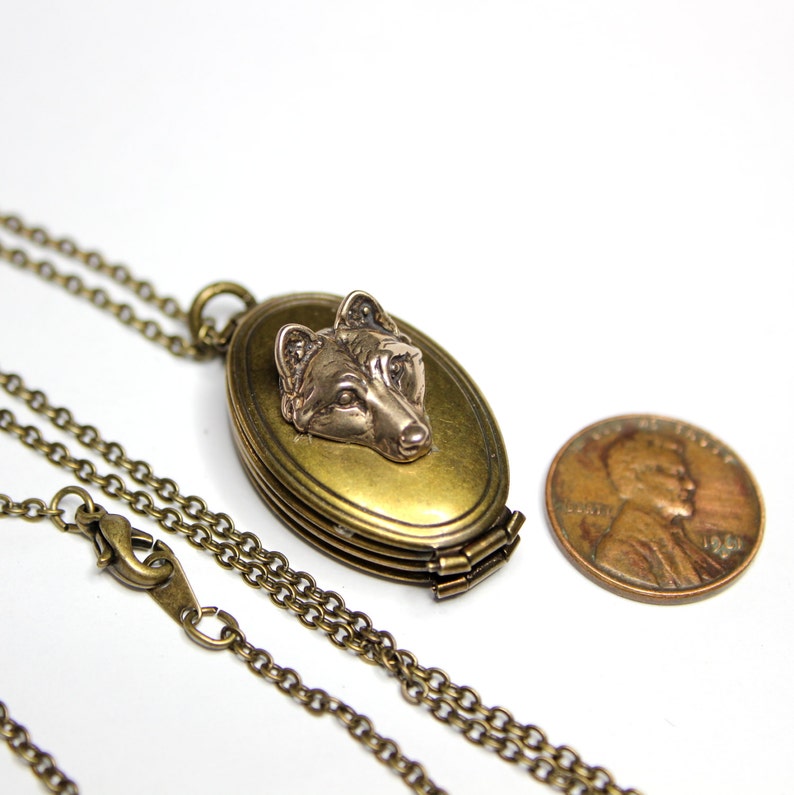 Wolf Face Locket Necklace in Bronze | Etsy