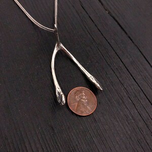 Silver Wishbone Necklace - Life Size Solid Sterling Silver Wishbone ...