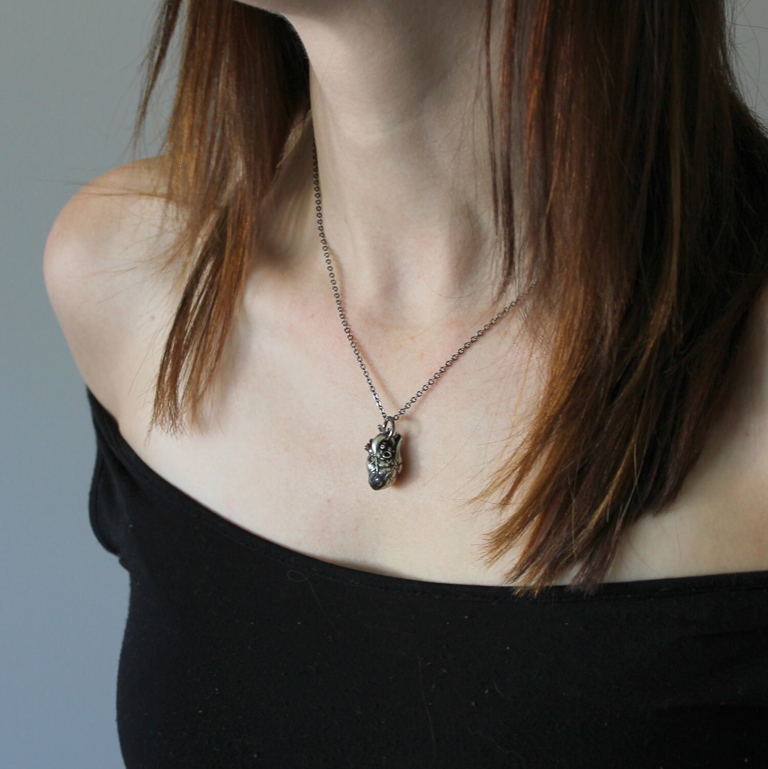 Anatomical Human Heart Pendant Charm Necklace Solid 925 | Etsy