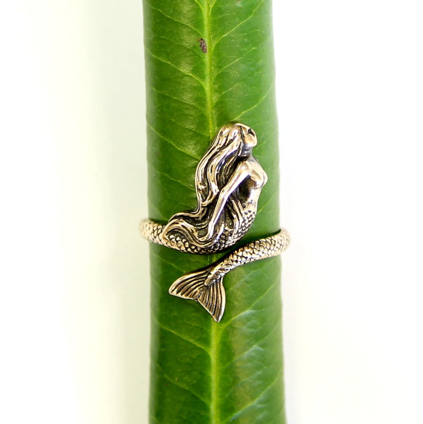 Mermaid Wrap Ring Solid Hand Cast Red Bronze Ocean Sailor | Etsy