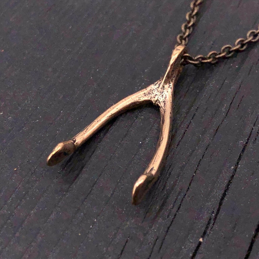 Realistic Wishbone Pendant Cast in Solid Bronze - Etsy