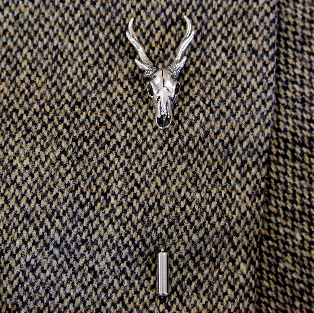Sterling Silver Deer Skull Stick pin Cravat Pin Stag Head | Etsy