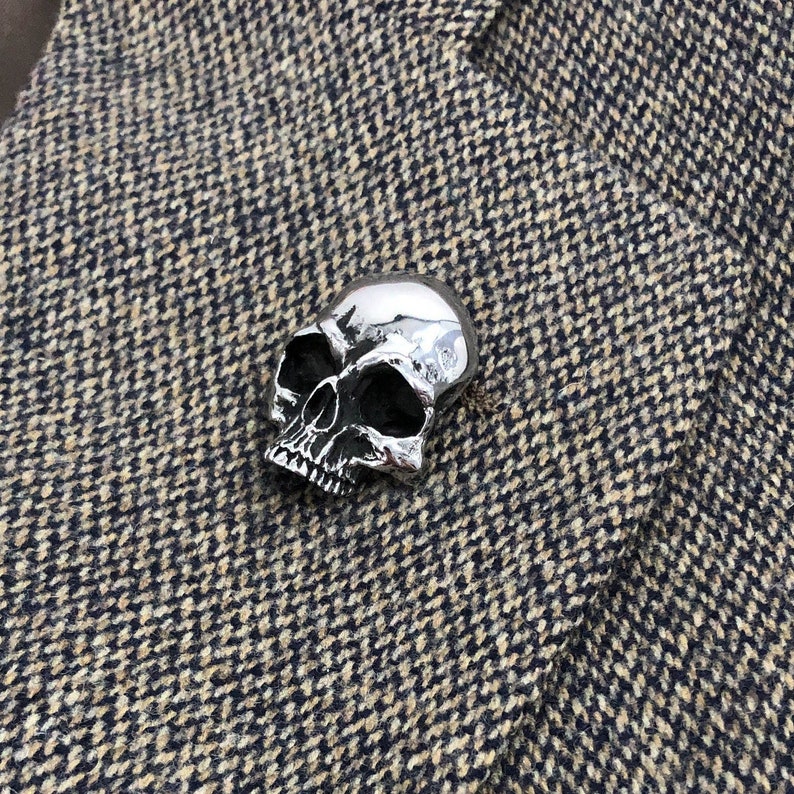 Silver Human Half Skull Lapel Pin in Solid Stainless Steel - Etsy
