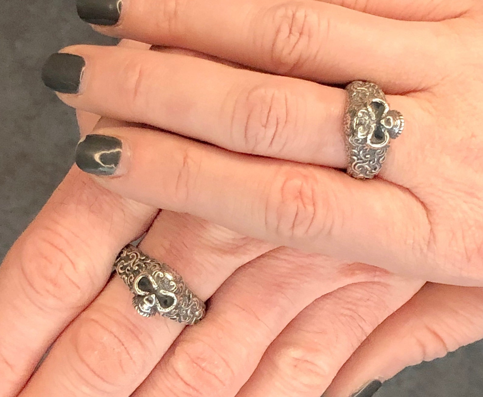 Ornate Sugar Skull Ring Solid Cast Oxidized .925 Sterling | Etsy