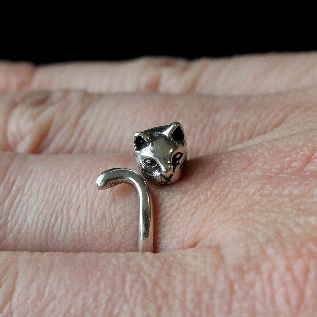 Kitty Cat Ring in Solid Sterling Silver - Etsy