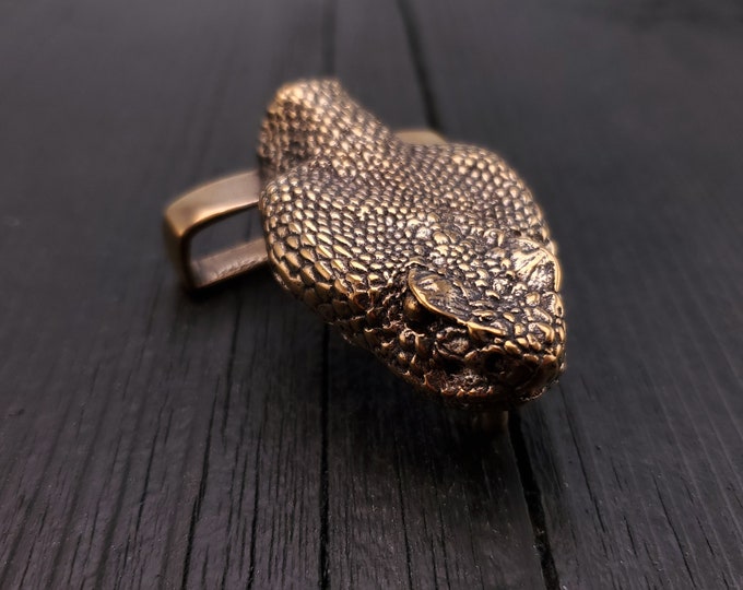Rattlesnake Head Belt Buckle Solid Hand Cast Bronze Fits - Etsy