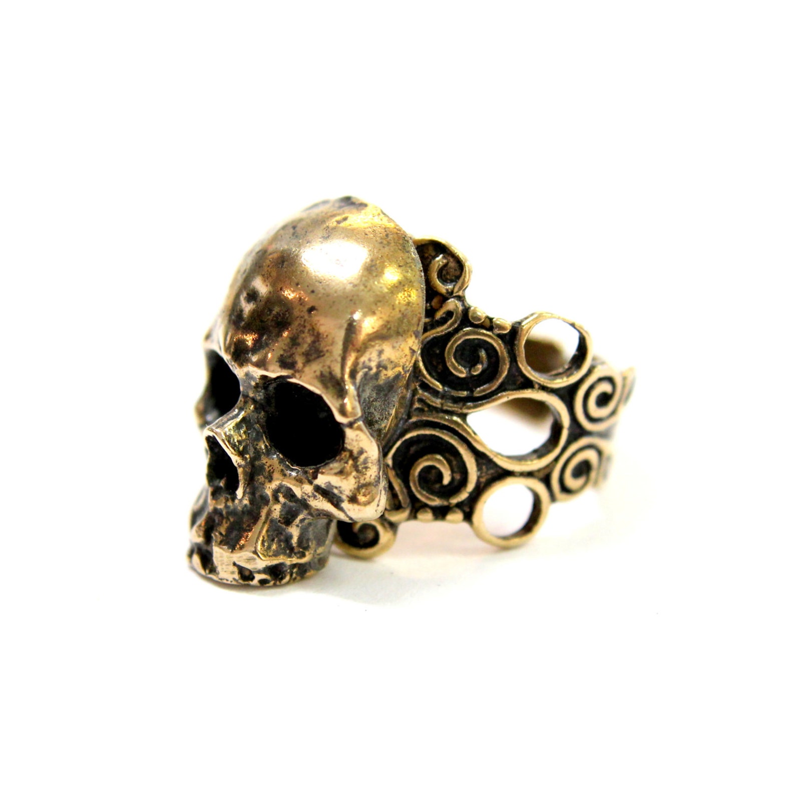 Skull Ring Filigree Bronze Human Skull Ring - Etsy
