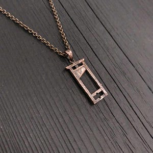 Small Guillotine Charm Pendant Necklace - Solid Hand Cast Bronze - Etsy