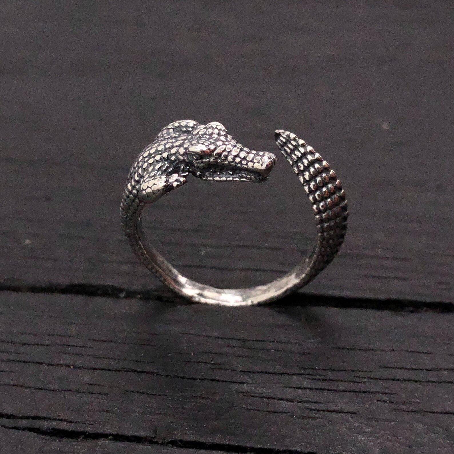 Sterling Silver Crocodile Ring Cayman Ring - Etsy