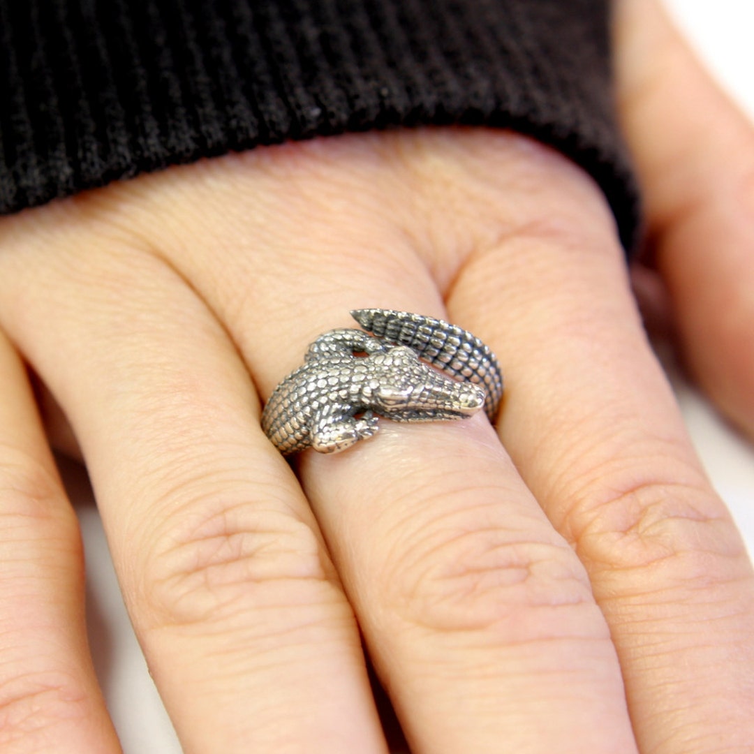Sterling Silver Crocodile Ring Cayman Ring - Etsy