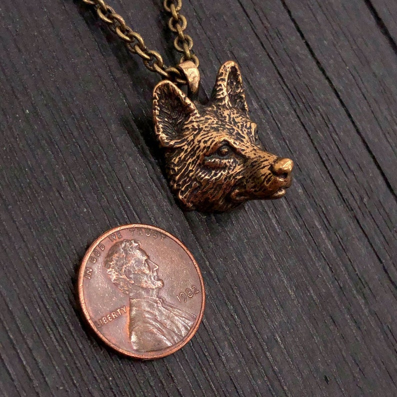 Realistic Wolf Head Necklace in Solid Bronze - Etsy