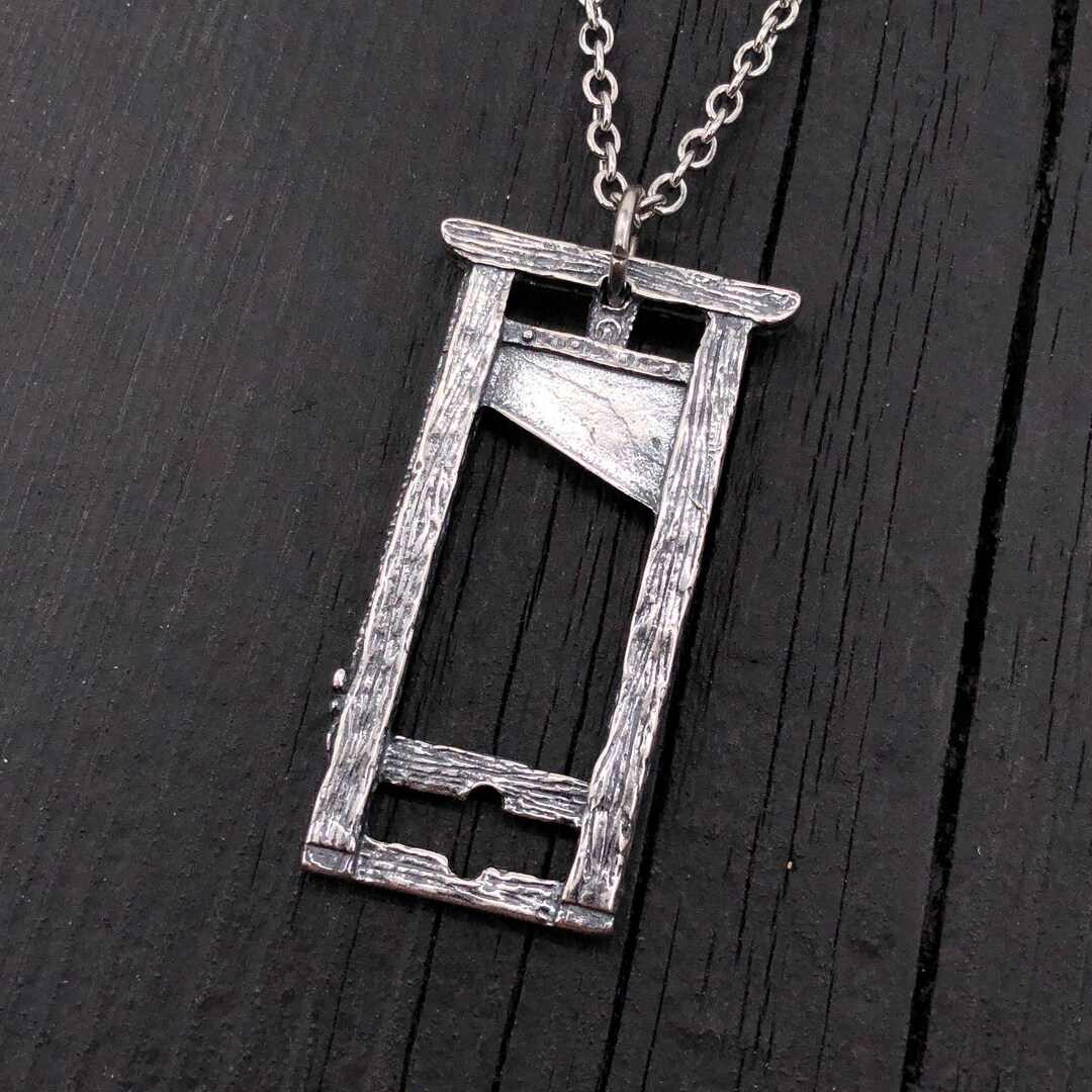 Solid Sterling Silver Guillotine Pendant Twisted Braid Rope and Wicked ...