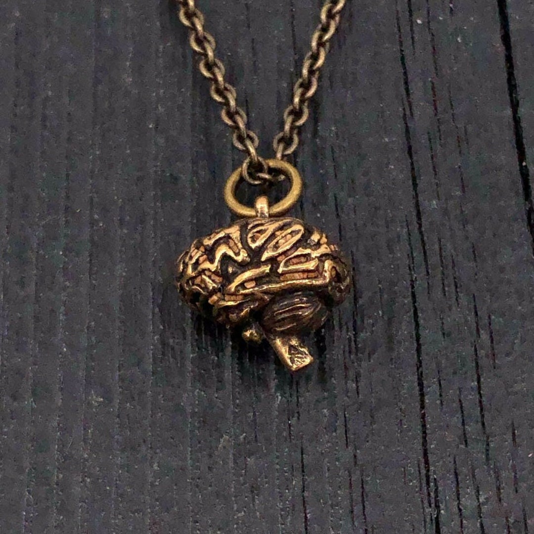 Anatomical Brain Pendant Charm Necklace Hand Cast Solid Bronze Highly ...
