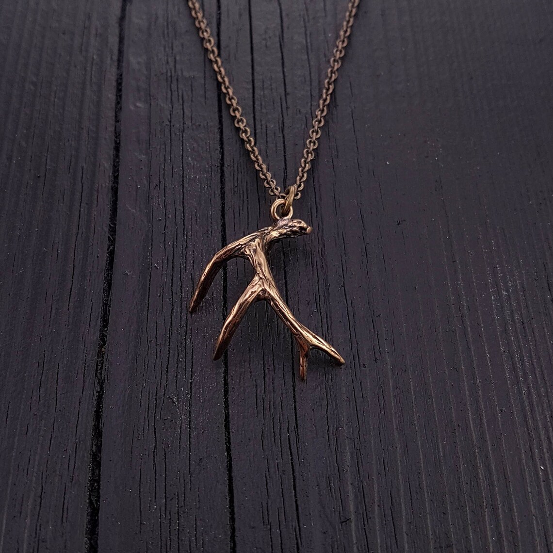 Deer Antler Pendant Necklace Solid Hand Cast Bronze - Etsy