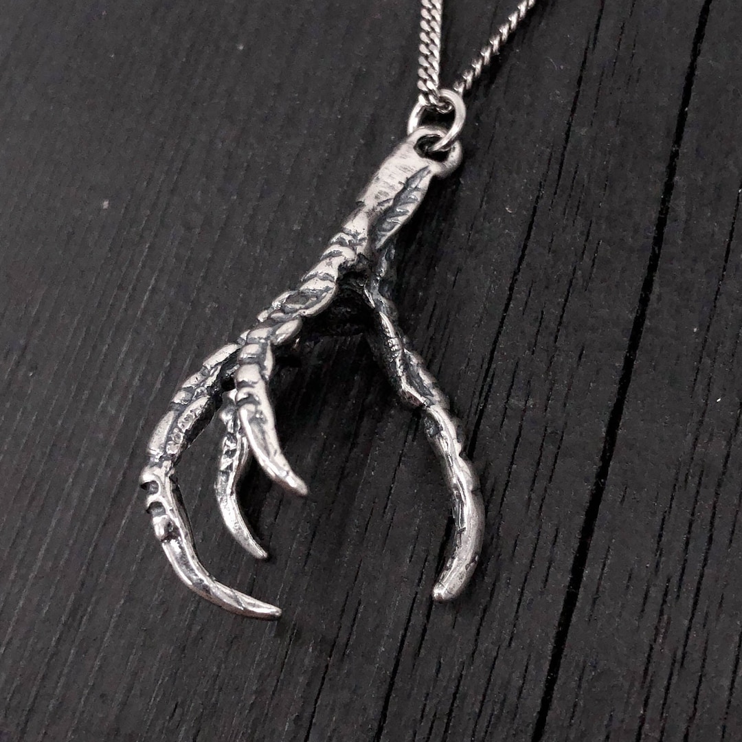 Raven Claw Necklace Solid Sterling Silver Raven Claw Pendant Necklace ...
