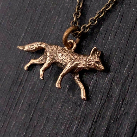 Red Fox Necklace in Solid Bronze Fox - Etsy