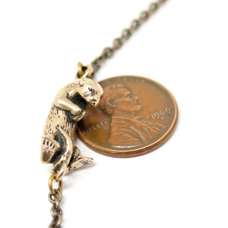 Floating Otter Pendant Charm Necklace Solid Jewelers Bronze - Etsy