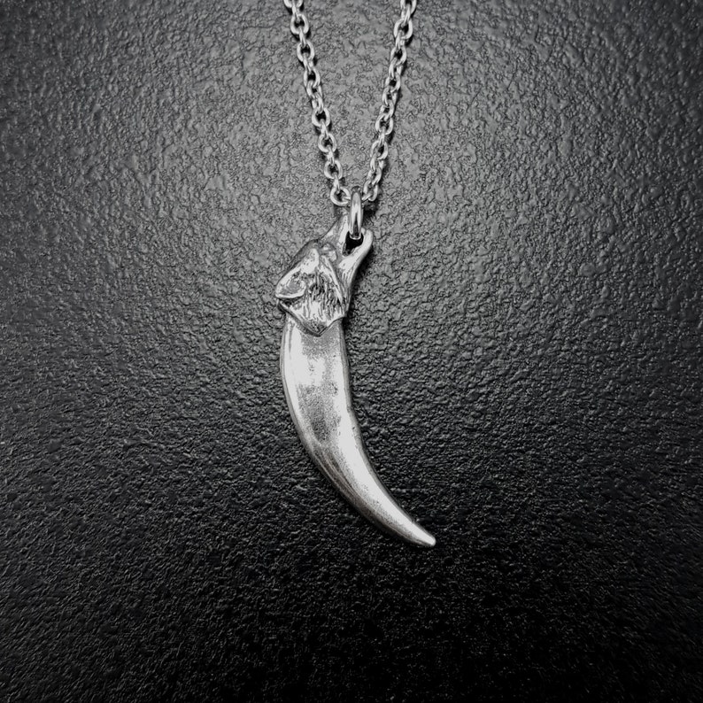 Fox Canine Tooth Pendant Charm Necklace Silver Plated Bronze - Etsy