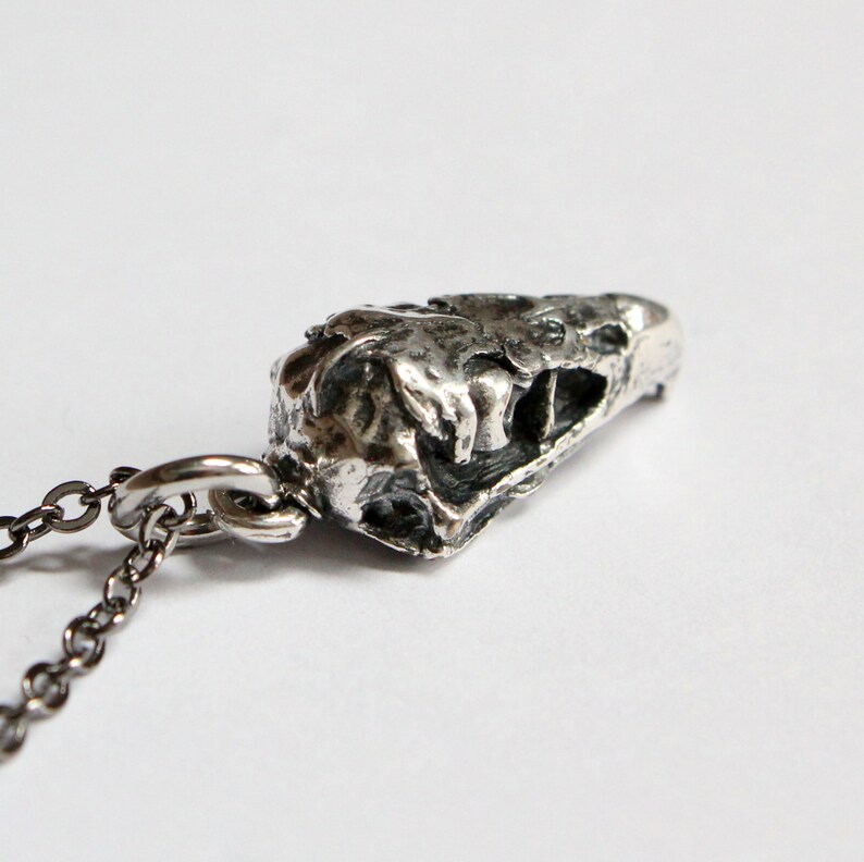 Vulture Skull Charm Pendant Necklace Solid Hand Cast Silver | Etsy