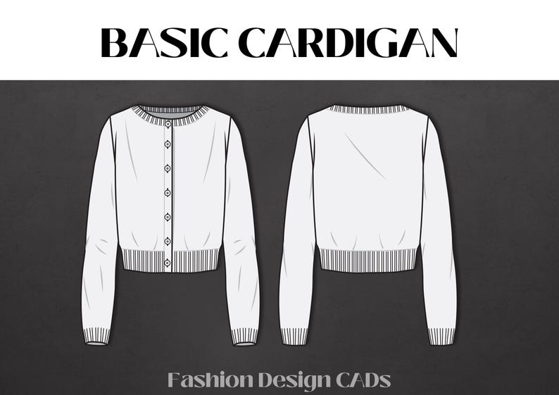 BASIC CARDIGAN: Women's Wear / Flat Sketches / Technical Drawings ...