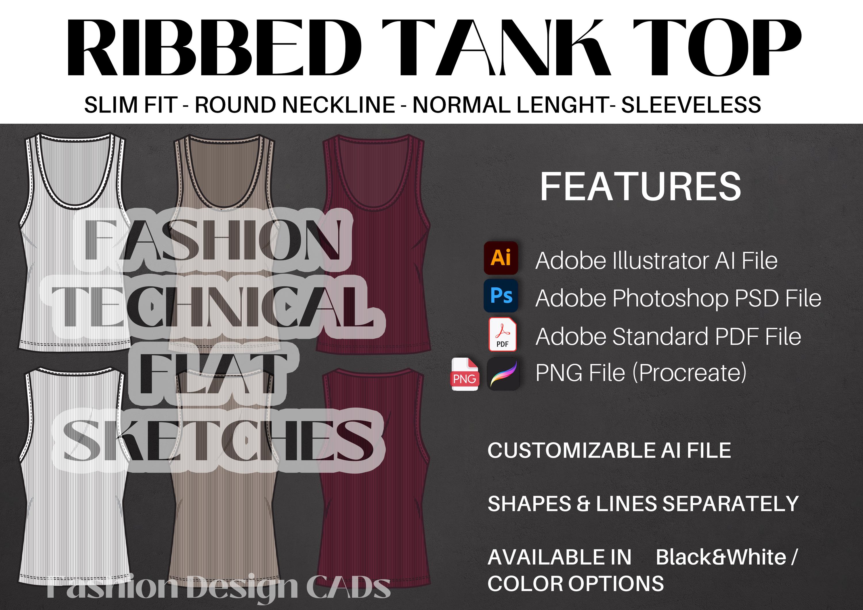 RIBBED TANK TOP: Women's Wear / Flat Sketches / Technical Drawings ...