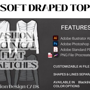 SOFT DRAPED TOP : Women's Wear / Flat Sketches / Technical Drawings ...
