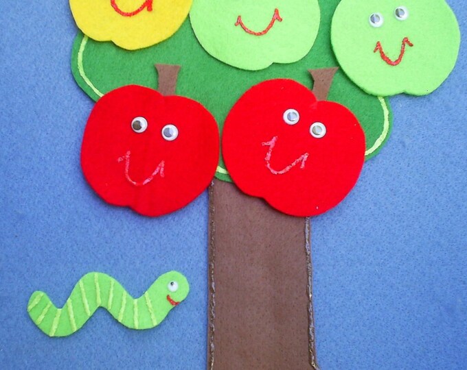 Five Little Apples Teasing Worm Flannel Board Felt Board Story - Etsy