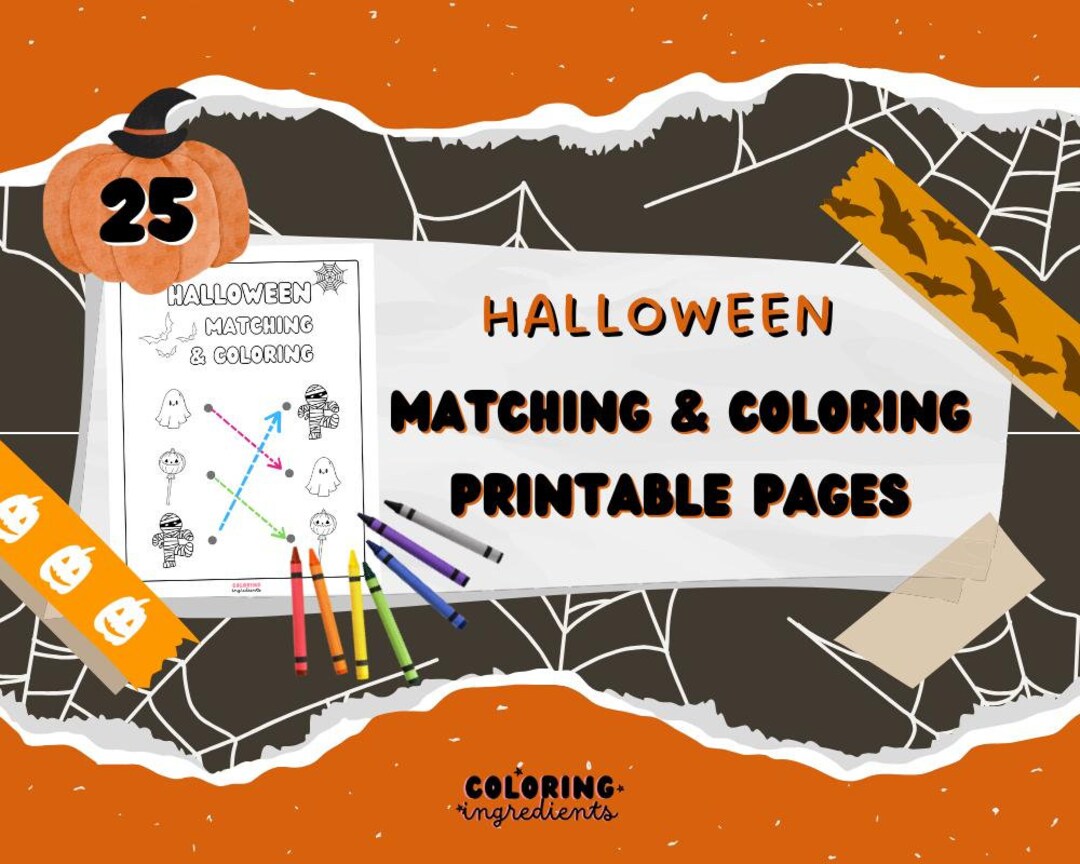 Halloween Matching & Coloring Pages for Kids | Preschool Activity Pack ...